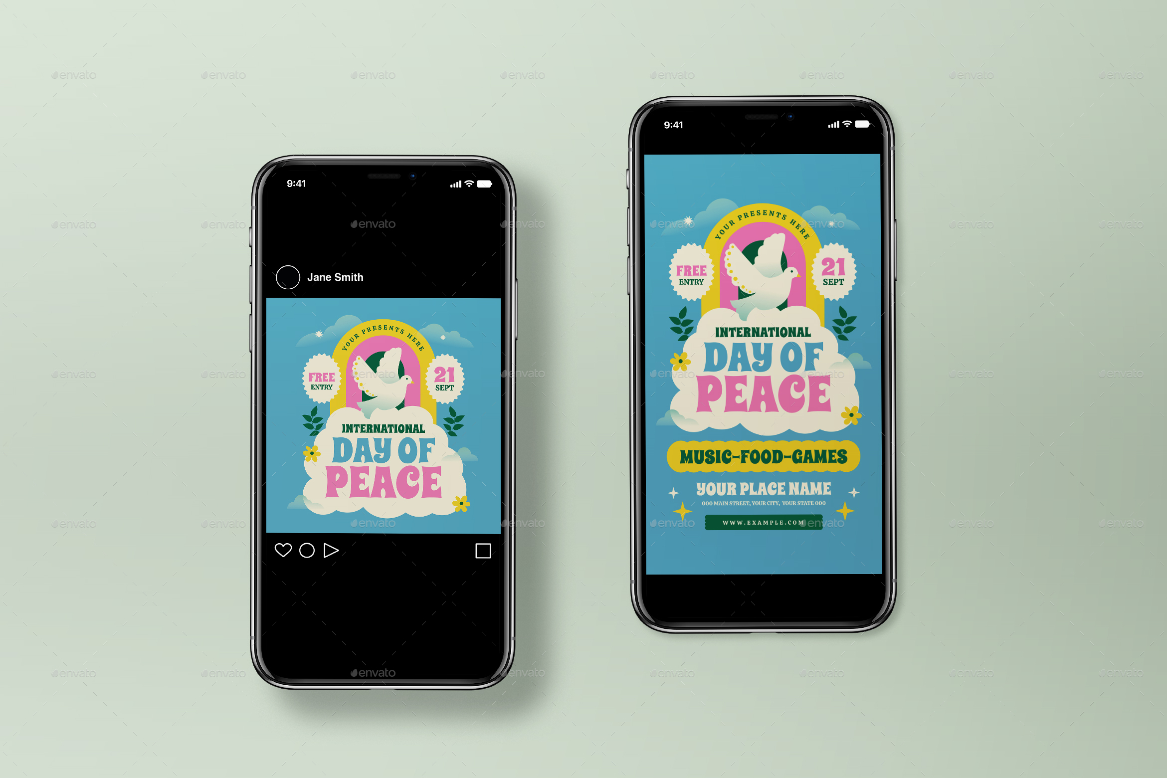 Blue Flat Design International Day of Peace Flyer Set, Print Templates