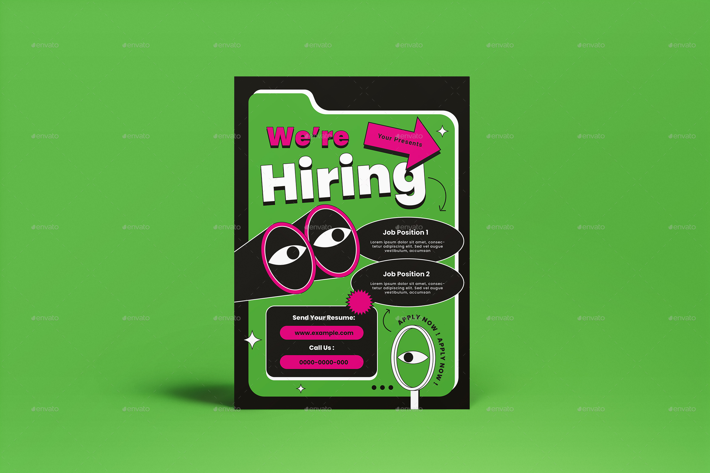 Green Flat Design We're Hiring Flyer, Print Templates | GraphicRiver