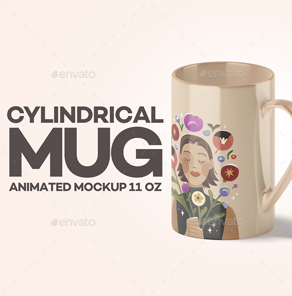 Cylindrical Mug Animated Mockup 11oz, Graphics | GraphicRiver