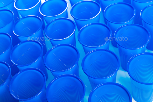 blue disposable plastic glasses Stock Photo by FabrikaPhoto | PhotoDune