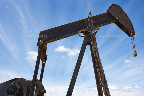 Oil pumping machine platform. Pump jack. Petroleum extraction. Resource ...