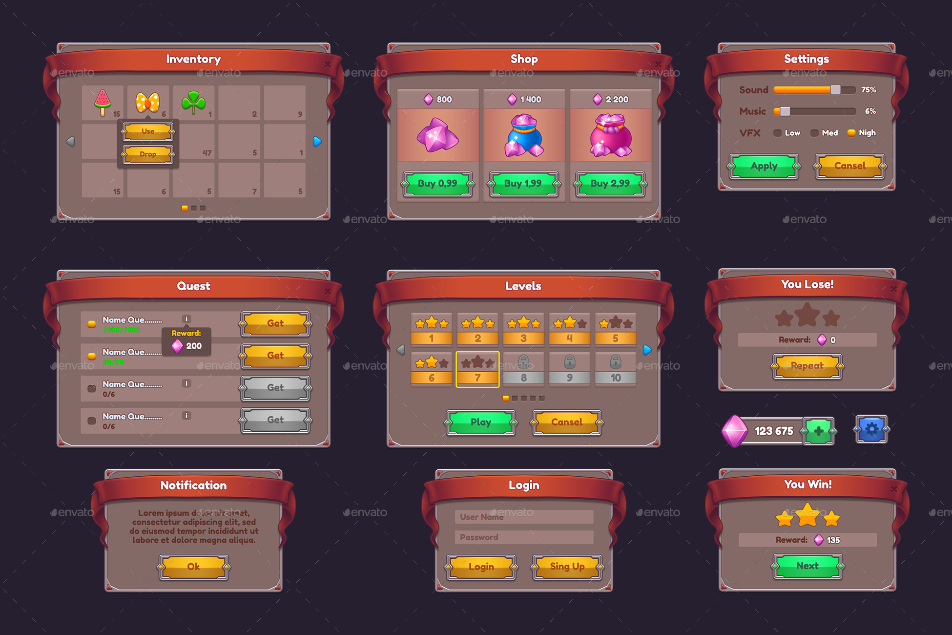 Historical GUI pack, Game Assets | GraphicRiver