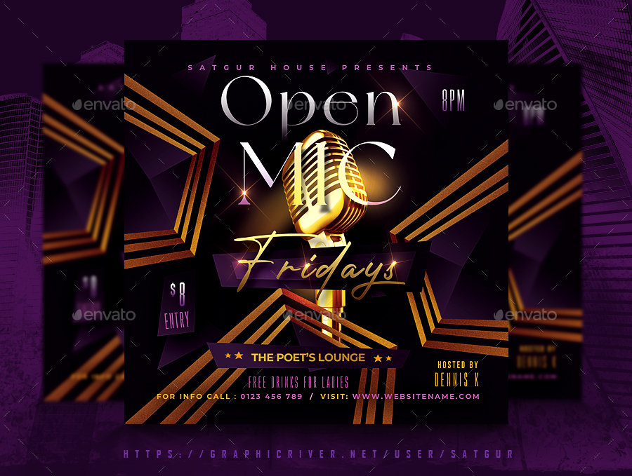 Open Mic Night Flyer, Print Templates | GraphicRiver