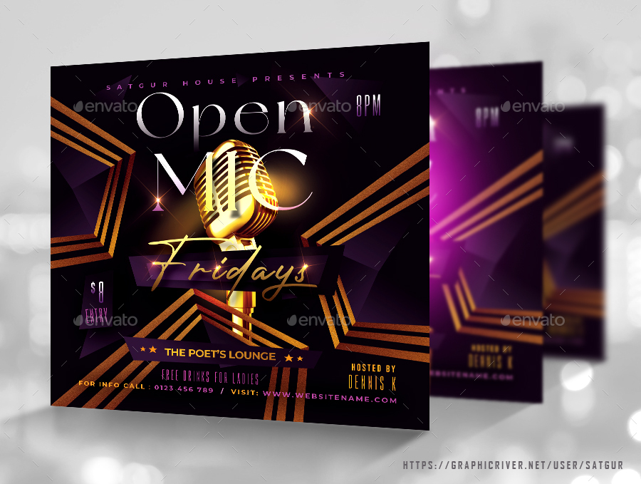 Open Mic Night Flyer, Print Templates | GraphicRiver