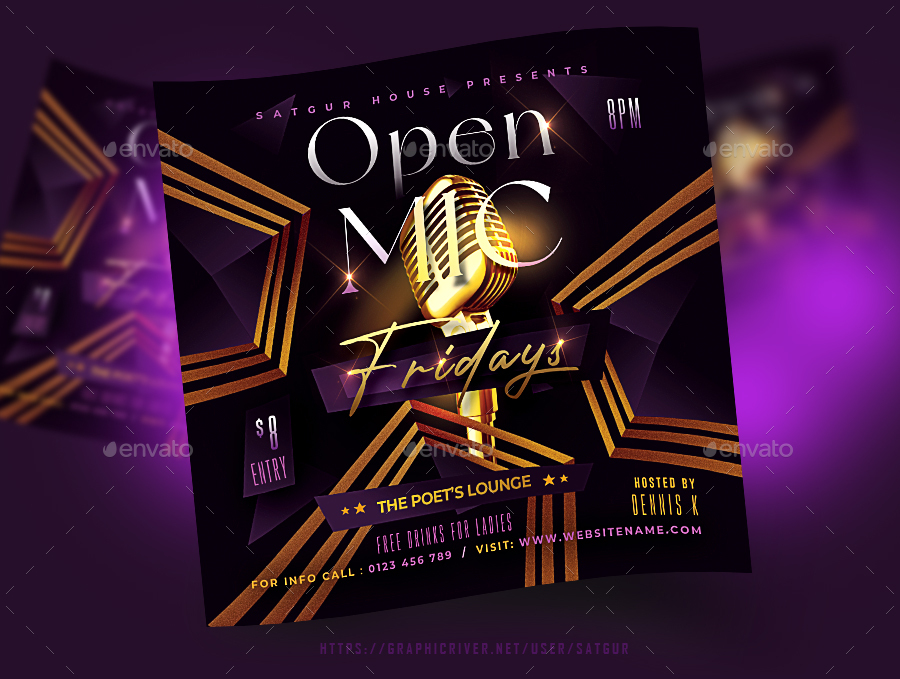 Open Mic Night Flyer, Print Templates | GraphicRiver