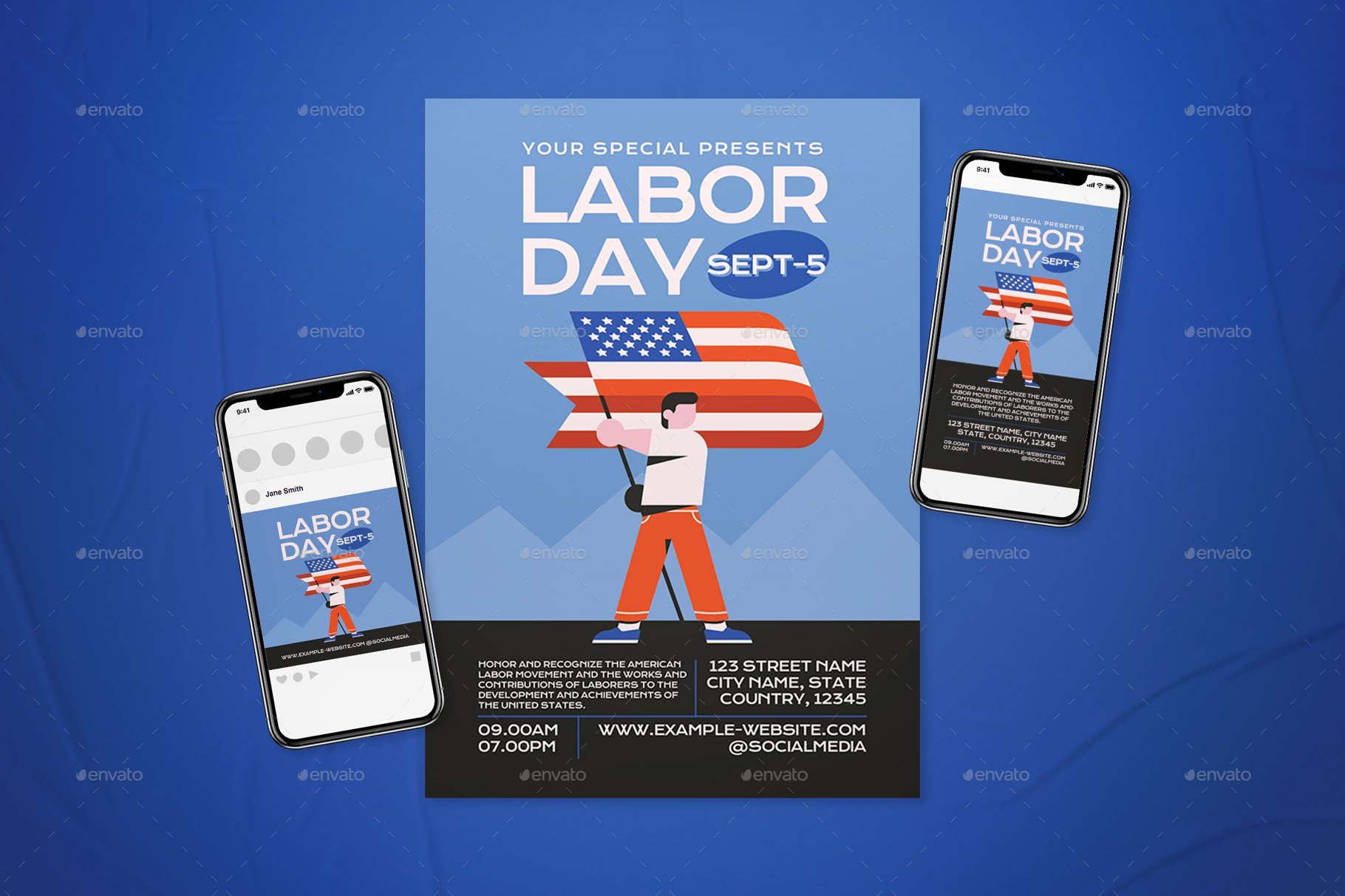 Labor Day Flyer Set, Print Templates | GraphicRiver