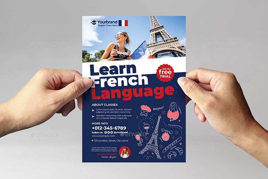 French Language Education Flyer, Print Templates | GraphicRiver