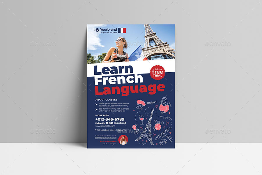 French Language Education Flyer, Print Templates | GraphicRiver