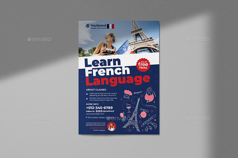 French Language Education Flyer, Print Templates | GraphicRiver