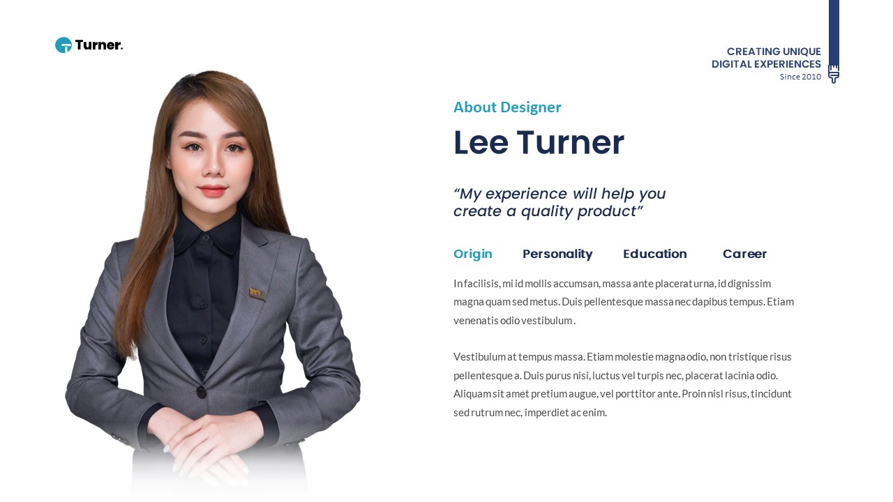 Turner - CV Resume Portfolio Google Slides Template, Presentation Templates