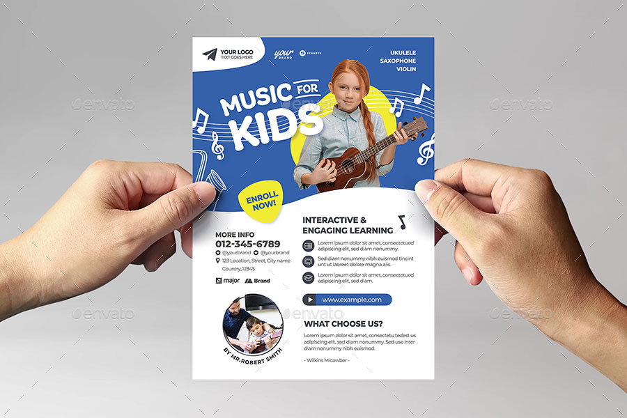 Kids Music Education Flyer Template, Print Templates | GraphicRiver