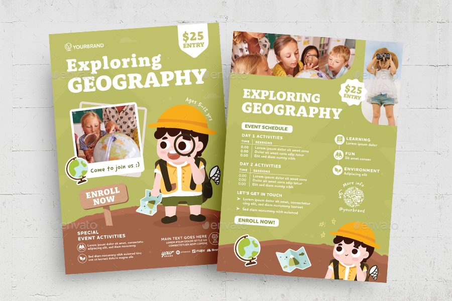 Geography Class Flyer Template, Print Templates | GraphicRiver