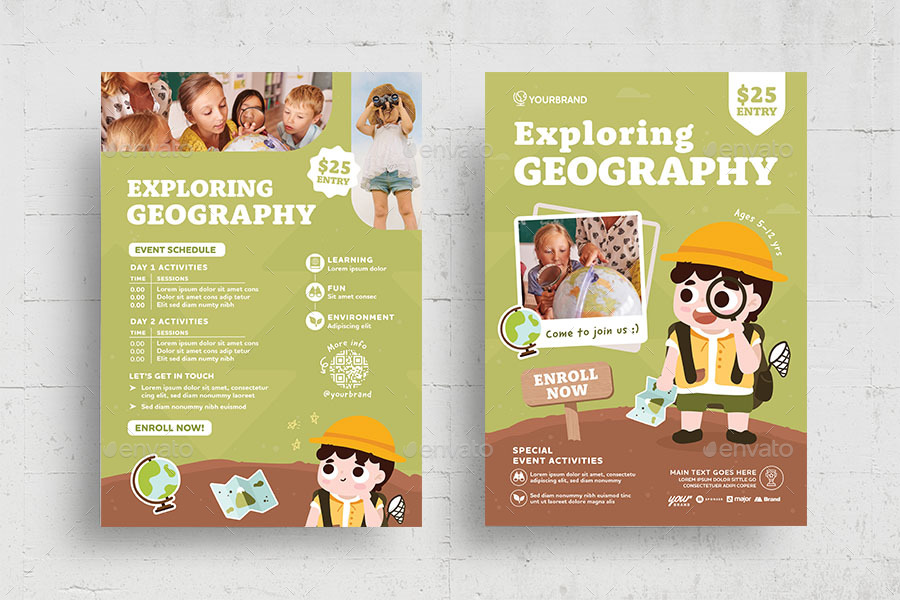 Geography Class Flyer Template, Print Templates | GraphicRiver