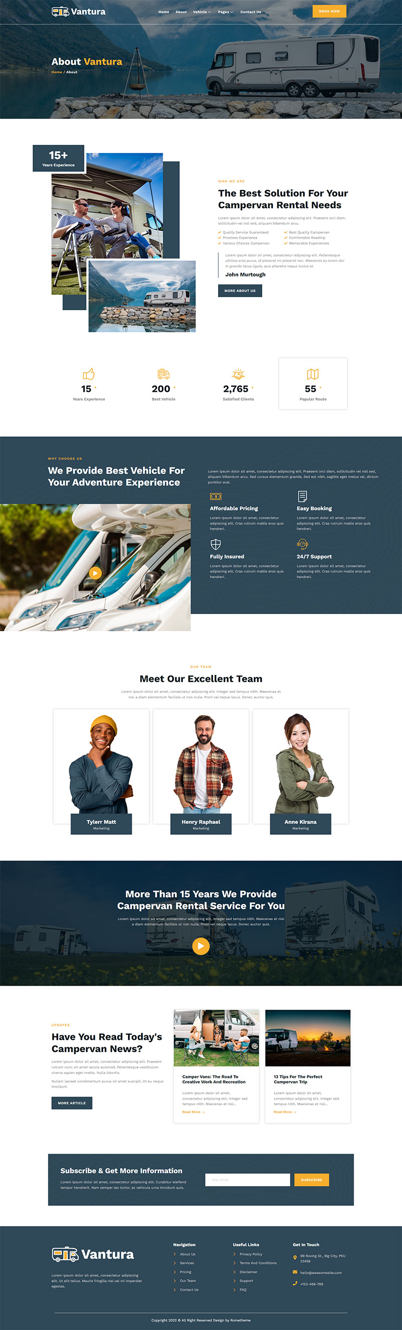 Vantura - Campervan & RV Rental Elementor Template Kit by Rometheme