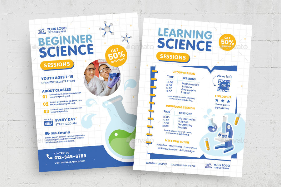 Kids School Science Education Flyer, Print Templates | GraphicRiver