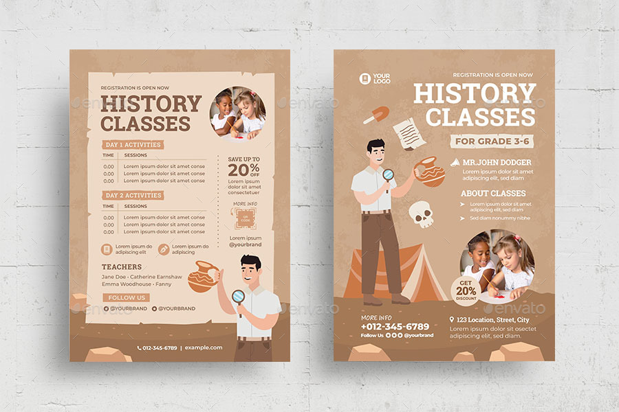History Education Flyer Template, Print Templates | GraphicRiver