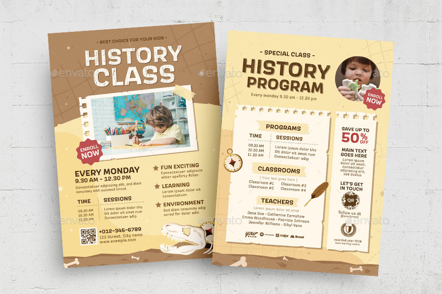 History Class Flyer Template, Print Templates | GraphicRiver