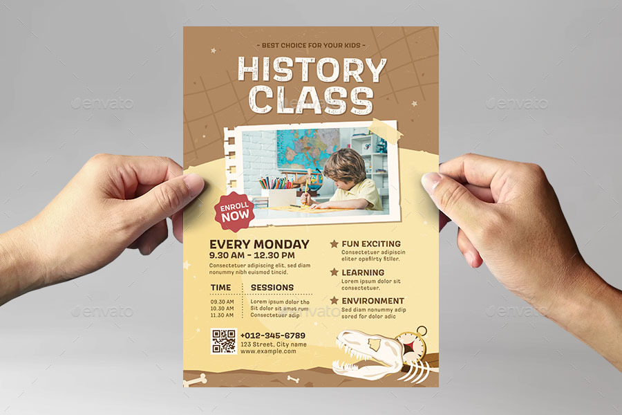 History Class Flyer Template, Print Templates | GraphicRiver