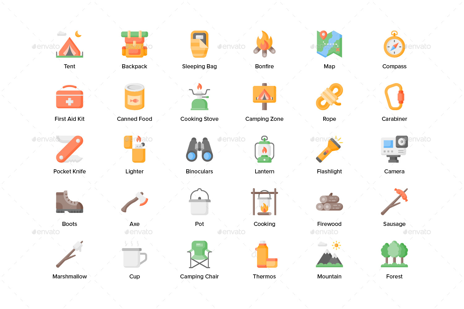 Camping Icons, Icons | GraphicRiver