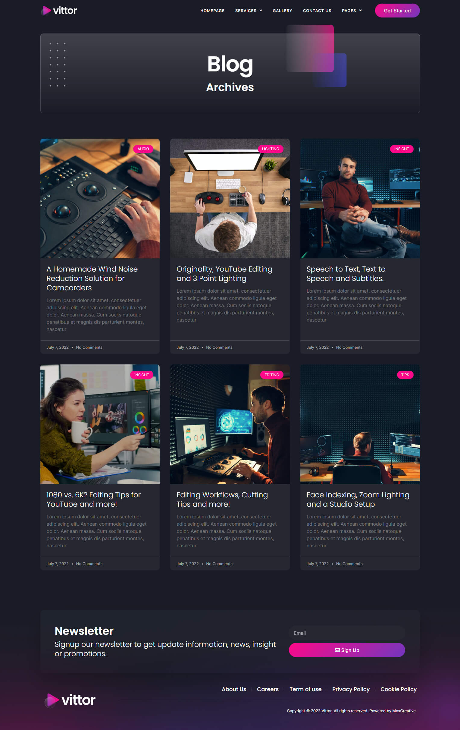 Vittor - Video Production Service Elementor Pro Template Kit by moxcreative