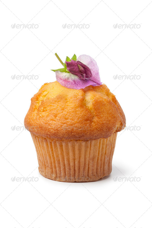Muffin with fresh flower Stock Photo by picturepartners | PhotoDune