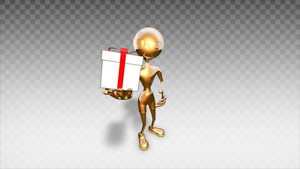 Gold 3D Man - Cartoon Show Present, Motion Graphics | VideoHive