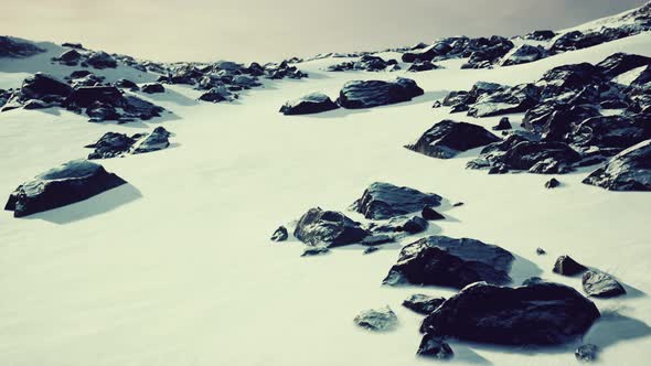 Rocks Covered in Snow at Winter, Motion Graphics | VideoHive