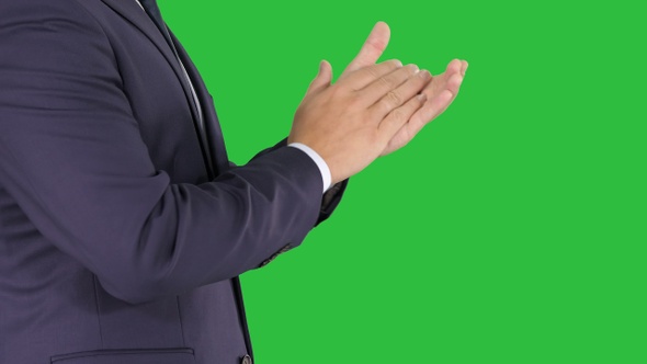 Business man clapping hands on a Green Screen, Chroma Key., Stock Footage