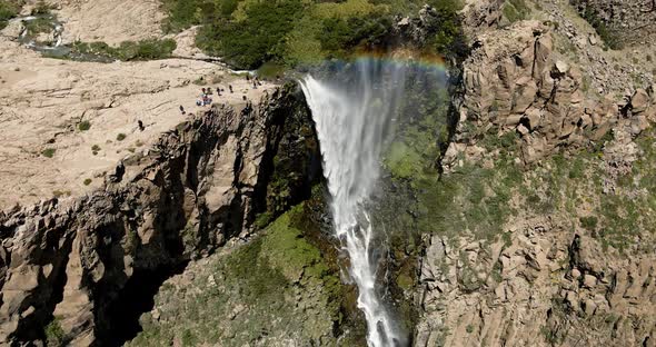 Aerial view of a crane shot of the inverted waterfall or rainbow ...