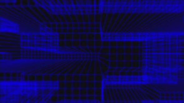 Blue Wireframe Grid Retro Technology Background, Motion Graphics ...