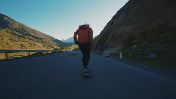 Cinematic downhill longboard session, Stock Footage | VideoHive