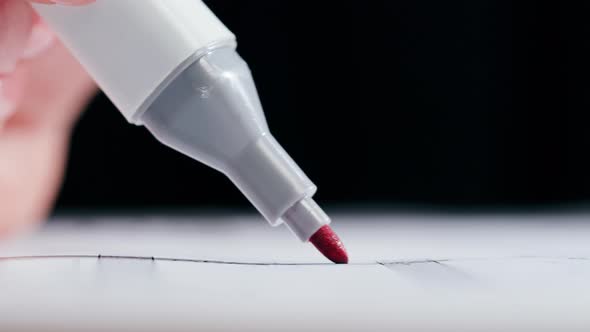 Drawing with Colorful Marker Plan Blueprint Closeup, Stock Footage