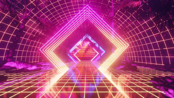 Retro Style Cyber In Palm Tree 03 HD, Motion Graphics | VideoHive