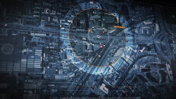 Urban Vehicle Surveillance Satellite Tracks Position Of Suspects Car On ...