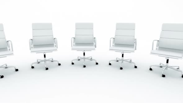 Animation with one black and other white office chairs array. Loopable ...