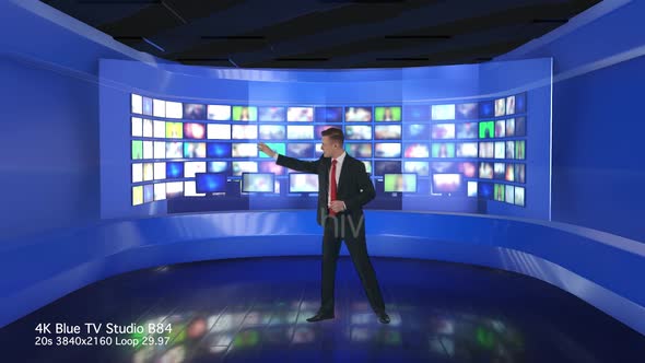 4K Blue Tv Studio B84, Motion Graphics | VideoHive