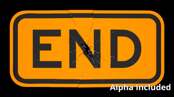 Orange End Sign Shattering on Black with Matte, Motion Graphics | VideoHive