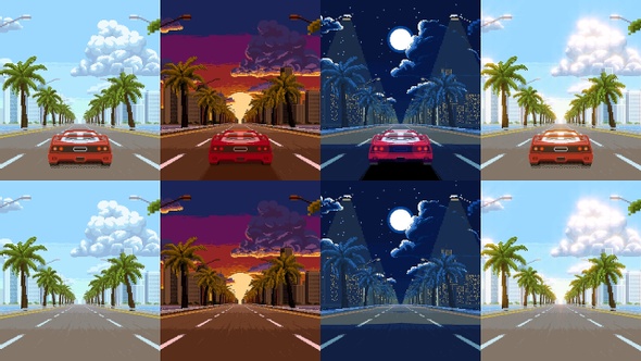 Pixel Art Road Pack, Motion Graphics | VideoHive