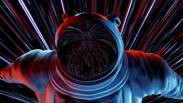Epic Portrait of Hero Men Spaceman Wearing Helm in Space, Motion Graphics