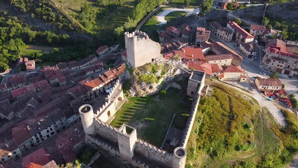 Aerial View of the Scenic Medieval Village of Frias in Burgos Province ...