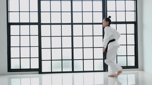 Young Taekwondo girl show action of front kick, Stock Footage | VideoHive
