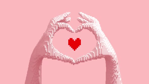 Transformation of a 3D pixel into a digital heart from hands, Motion ...