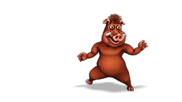 Cartoon Boar Dance Looped on White Background, Motion Graphics | VideoHive