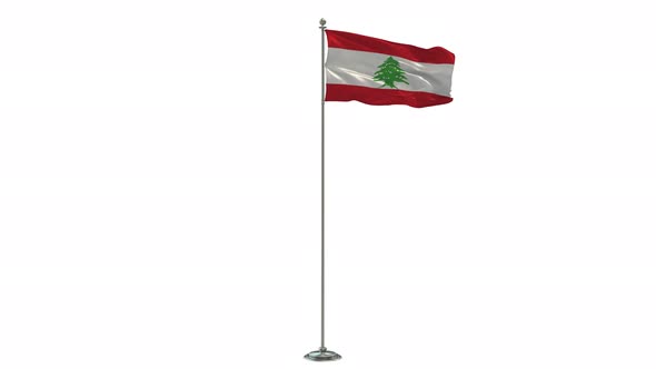 Lebanon Looping Of The Waving flag Pole With Alpha, Motion Graphics