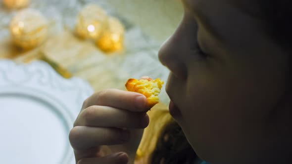 The Excited Girl Tastes the Delicacy, Stock Footage | VideoHive