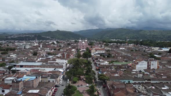 Aerial View With Drone, Church And City Of Buga, Valle Del Cauca ...