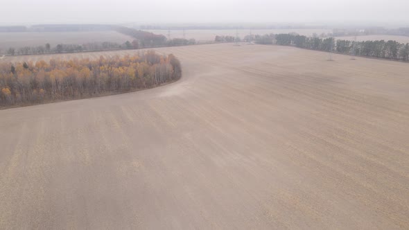 Empty Plowed Field in Autumn Aerial View, Stock Footage | VideoHive
