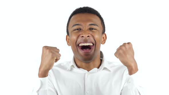 Happy Black Man Celebrating Success, Stock Footage | VideoHive