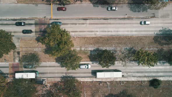 Cenital view of car through avenue in Merida, Stock Footage | VideoHive