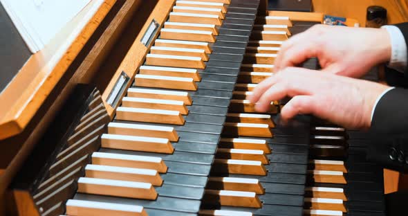 Detail of a Man Playing a Church Organ, Stock Footage | VideoHive
